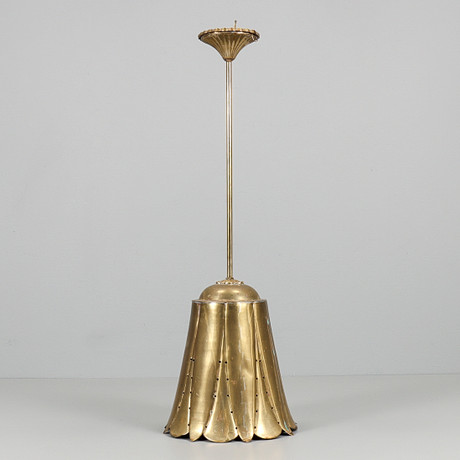 CEILING LAMP. “Swedish Modern”, brass with perforated screen, mid 20th ...