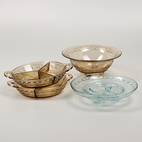 EDVIN OLLERS. Skålar, 4 st, "Aage", glas, Elme glasbruk, 1920-tal. Glas - Bruksglas - Auctionet