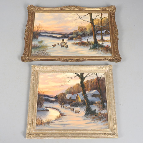 J HEMMINGS. SHEEP IN LANDSCAPE. Art - Paintings - Auctionet