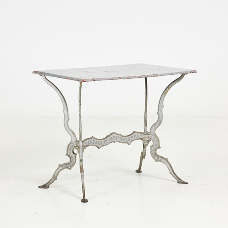 GARDEN TABLE, alt. relief table/side table, cast-iron undercarriage ...