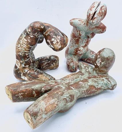 THREE CONTEMPORARY SCULPTURES IN REFRACTORY CERAMIC WITH A MOTIF OF ...