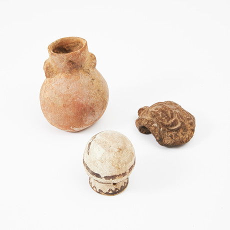 Two stoneware urns, Inca, Peru, SCULPTURE FRAGMENTS, face, stone, Aztec ...