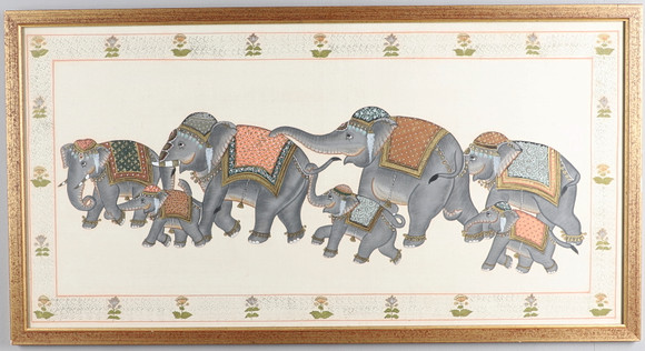 20TH CENTURY INDIAN SCHOOL. ELEPHANT PROCESSION. Art - Paintings ...