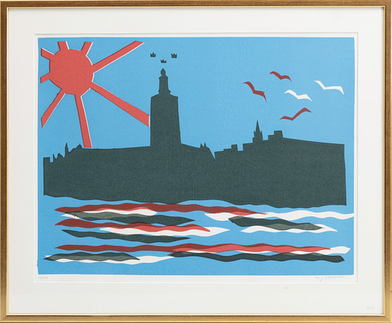 STIG (SLAS) CLAESSON. Stockholm City Hall, lithograph in colours ...