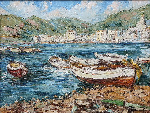 PEDRO ZAWACKI. Vista de Port de la Selva. Arte - Pintura - Auctionet