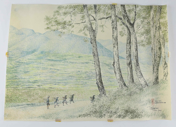 TRAN DUY (VIETNAMESE, 1920-2014). ink, color on tissue paper, Hoang ...