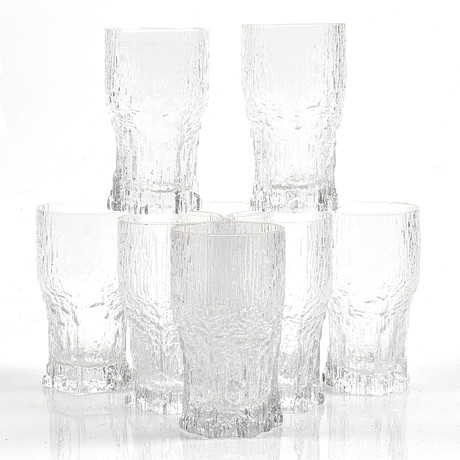 A 9-piece “Aslak” GROGG/BEER GLASS and DECANTER, Tapio Wirkkala ...