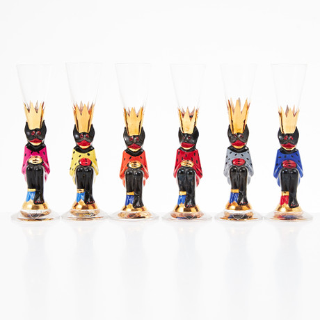 GUNNAR CYRÉN. Snap glass, 6 pcs., “Nobel”, so called “Devil's glass ...