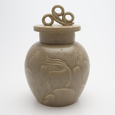 EVA JANKE-BJÖRCK (1882-1981). LOCK URN, GLAZED STONEWARE, NEST FAIENCE ...