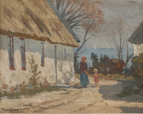 KARL LUNDBORG. oil on canvas, farm motif, signed. Art - Paintings ...