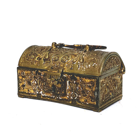 ANTIQUE MODERNIST ERA CHEST IN GOLD-PLATED AND CHISELED METAL. Swedish ...
