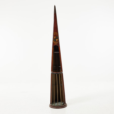 UMBRELLA STAND, in the shape of canes, mahogany, with coat of arms ...