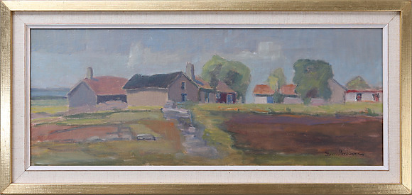 SVEN PERSSON. "Stugor vid Ölands Västerstad", olja på duk, signerad ...