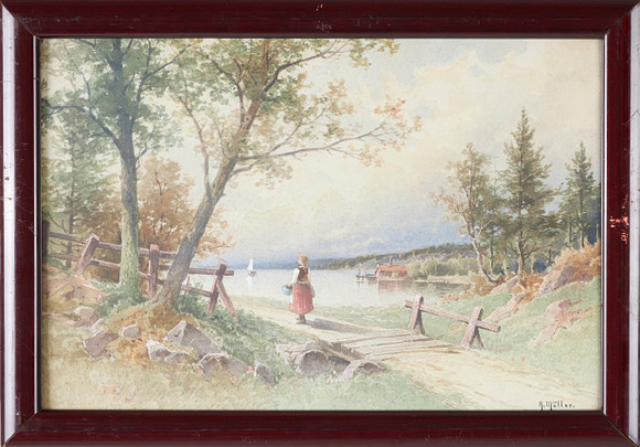 HERMAN MÜLLER (1840-1919). akvarell, signerad. Konst - Måleri - Auctionet