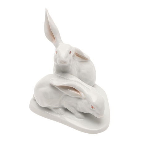 A HEREND PORCELAIN WHITE RABBIT GROUP. Ceramics & Porcelain - European ...