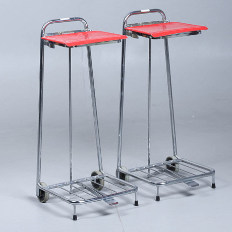 TRASH TROLLEY, 3 pcs, metal/chromed, rollable. Furniture - Other ...