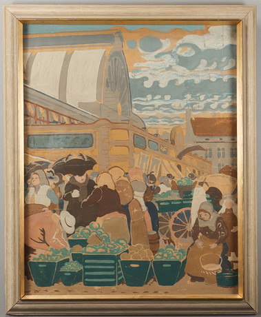 AXEL ERDMANN. Motif from King's Square at Gothenburg Market Hall. Art ...