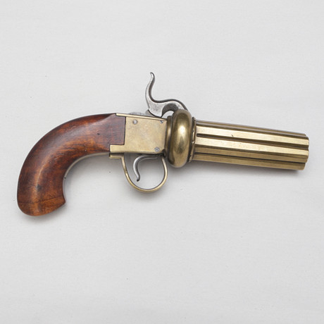 A Johan Engholm six-barreled pistol from Ödestugu, 19th century ...