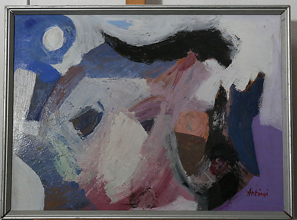 IMRE ANTONYI. Oil on Board, "Composition", signed Antonyi. Art ...