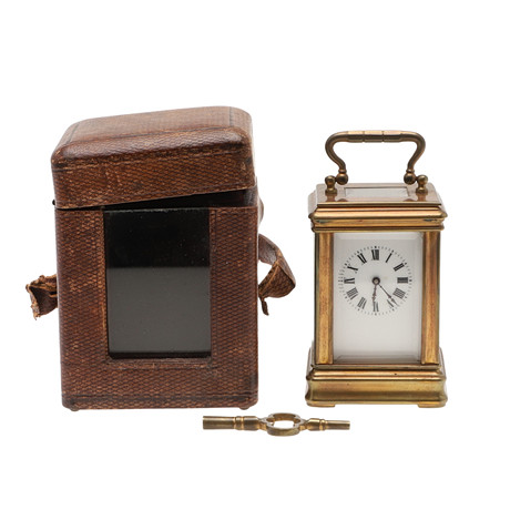 A LATE 19TH CENTURY MINIATURE BRASS CARRIAGE CLOCK. Clocks & Watches ...