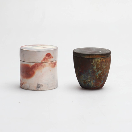 DAN LEONETTE (FÖDD 1941). Lid bowls, 2 pieces, stoneware, signed ...