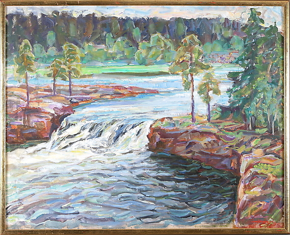 RUNE LUNDMARK. Forsande älv, signerad. Konst - Måleri - Auctionet