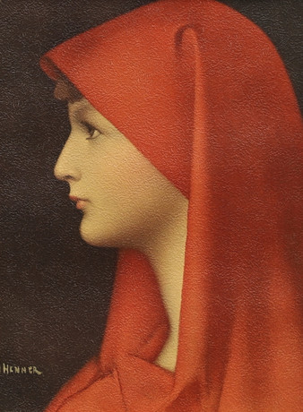 JEAN-JACQUES HENNER. After, oil print on canvas, “Fabiola”, printed ...