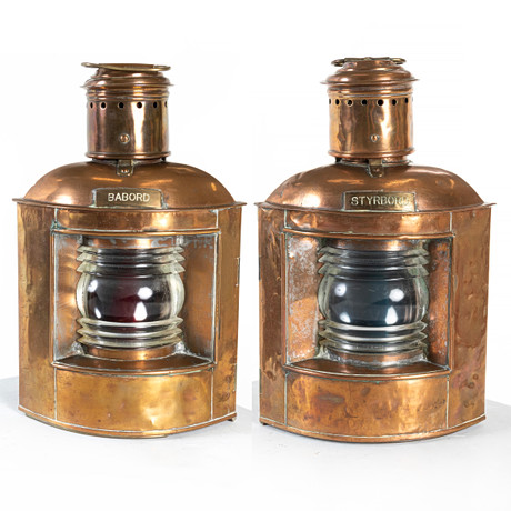 LANTERNOR, 1 par, babord & styrbord, märkta med försvarets tre kronor ...