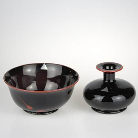 RICHARD RACKHAM. Skål och vas, glas, signerade, Eldoluft Glasstudio ...