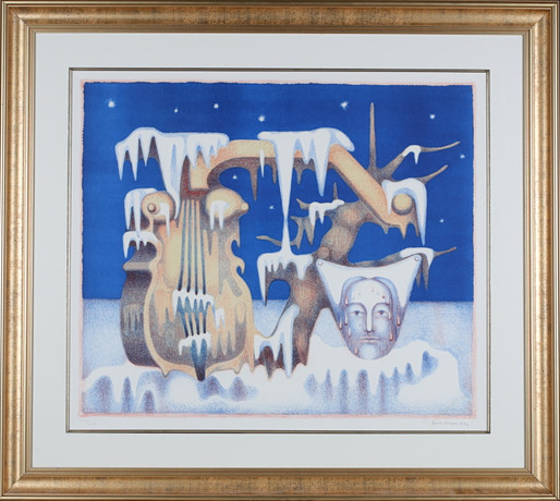 ERIK OLSON. "Frusen melodi", färglitografi, signerad och numrerad 153/ ...