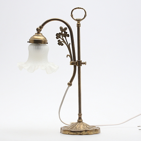 TABLE LAMP, brass/glass, latter half of the 20th century. Lighting ...