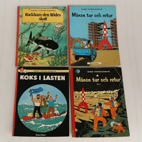 TINTIN, SERIES ALBUM, 4 pieces, blah Moon round trip part 2, 1A edition ...