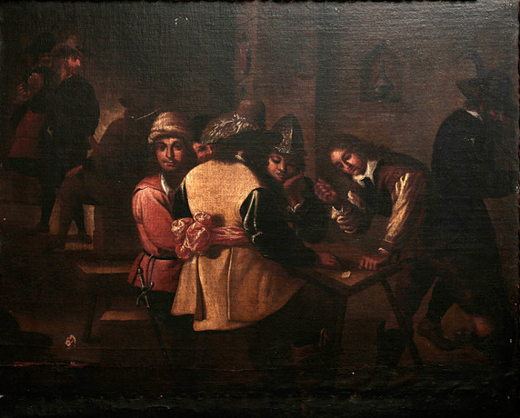 FLEMISH OR SPANISH SCHOOL, 17TH CENTURY. Tavern scen. Konst - Måleri ...