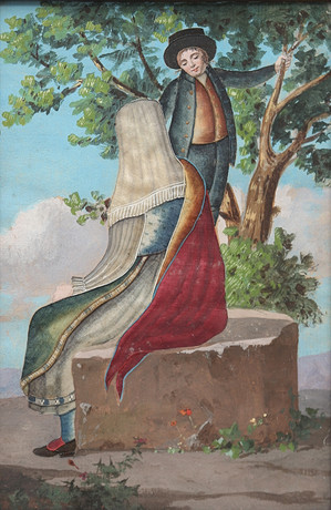 GAETANO OGNIBENE. Attributed to. A girl on a rock and a boy by a tree ...