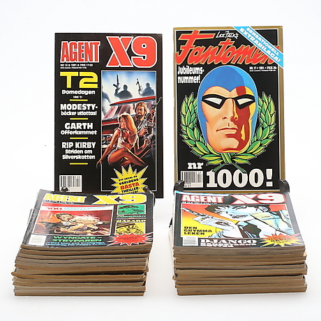COMIC MAGAZINES, 28 pcs., Agent X9 and Phantom, 1980s-90s. Books, Maps ...