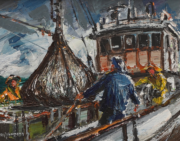 ALF JOHANSSON. Oil on canvas, fishing boat, signed. Art - Paintings ...