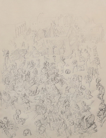 DJURIC MIODRAG DADO. Figure composition. Drawing, signed Dado and dated ...