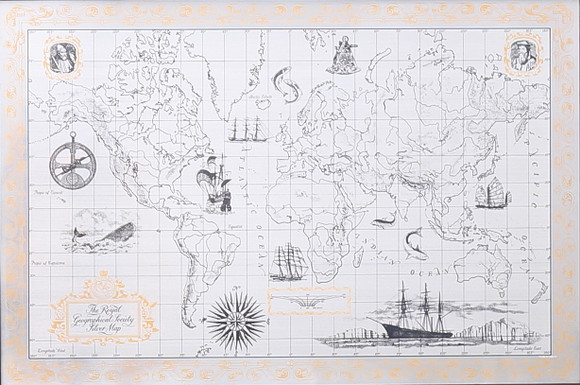 A sterling silver world map, “The Royal Geographical Society silver map ...