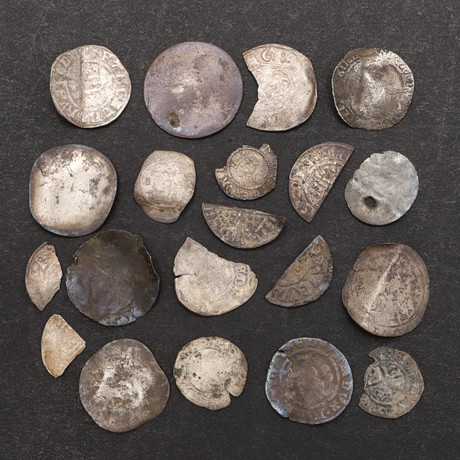 A COLLECTION OF SILVER HAMMERED CUT FRACTIONAL COINS. Coins, Medals ...