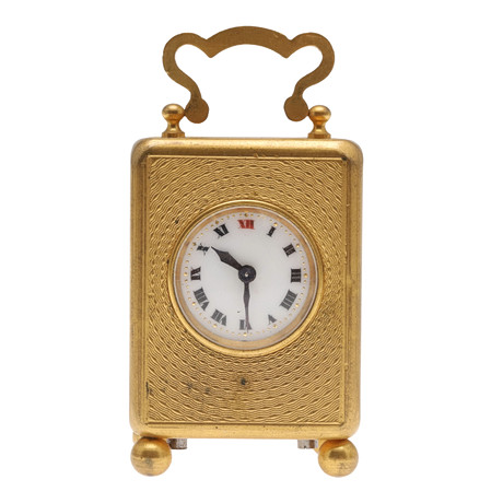 A FRENCH MINIATURE GILT METAL TRAVELLING TIMEPIECE. Clocks & Watches ...