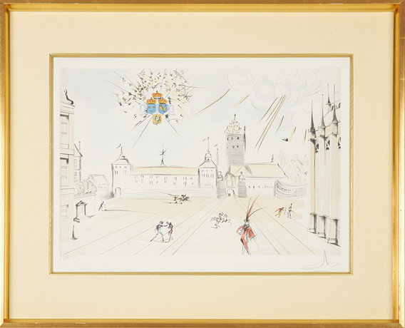 SALVADOR DALÍ. “Stockholms Slott”, dry-needle engraving, signed and ...