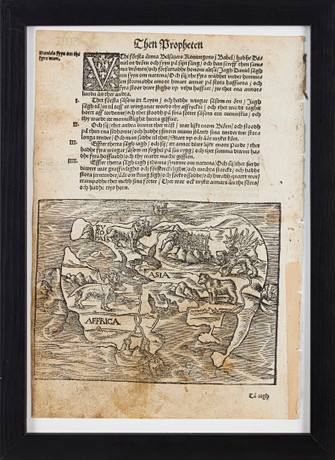 SMALL WORLD MAP FROM SWEDISH GUSTAV VASA BIBLE 1540-1541 (the first map ...