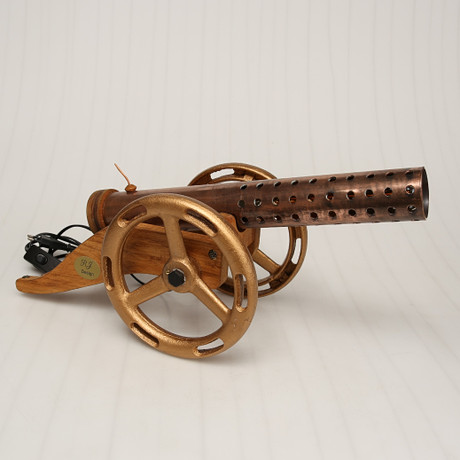 LAMP IN CANON SHAPE, executed by Rikard Jönsson, label signed RJ design ...