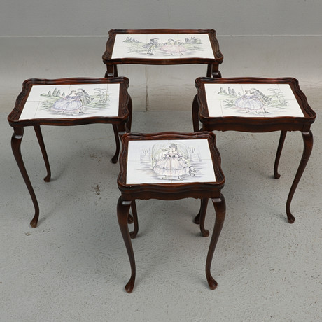 SET TABLE, 2 pairs/4 pieces, Rococo style, painted cake plates ...