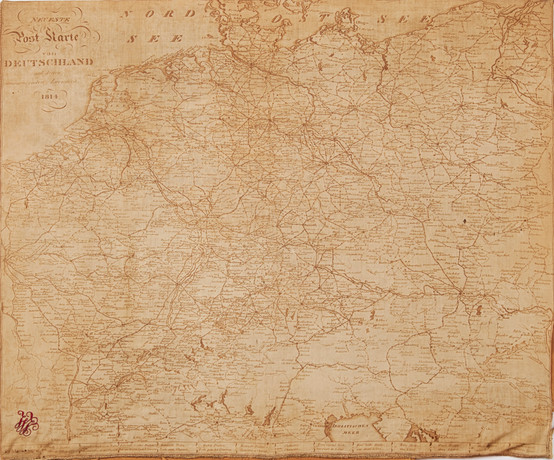 MAP, postal routes of Germany and its neighbouring countries in 1814 ...