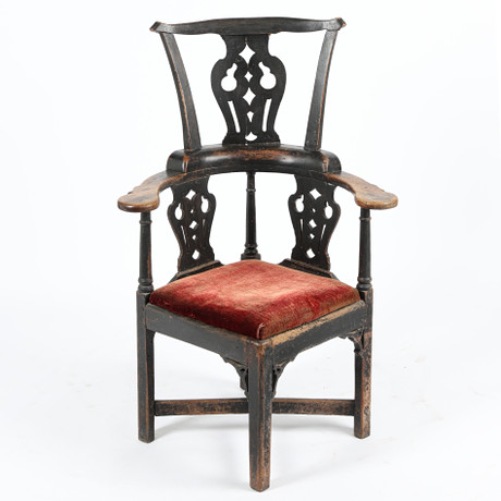 A GEORGE III OAK CARVED HIGH BACK CORNER CHAIR. Furniture - Armchairs ...