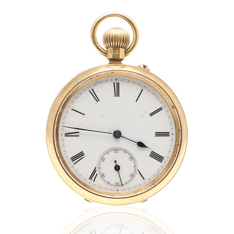 AN 18CT GOLD OPEN FACED POCKET WATCH. Clocks & Watches - Pocket & Stop ...