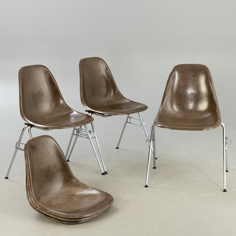RAY & CHARLES EAMES. Herman Miller. Seal Brown, 3 stolar och tre ...