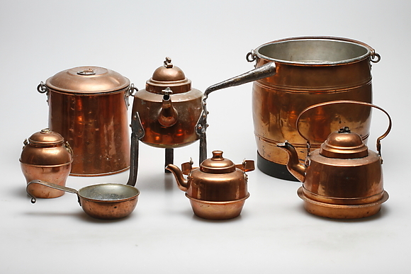 COPPER ITEMS, 7 parts, 1800-1900s. Silver & Metals - Pewter, Brass ...