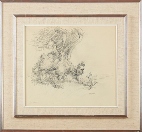 ROBERT HÖGFELDT. “The Sphinx”, pencil drawing, signed. Art - Drawings ...